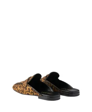 Prada Leopard-print Leather Mules - Honey