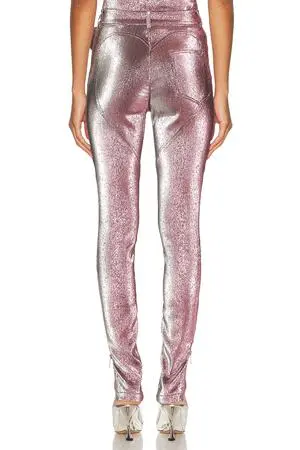 AREA Stretch Lame Rosette Legging In Pink