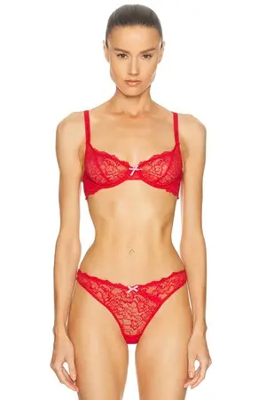 Fleur Du Mal Bianca Lace Balconette Bra In Cream - Rouge
