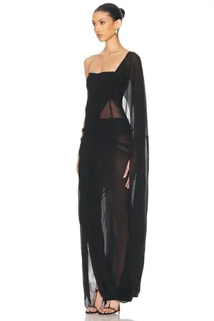 Stella McCartney Creponne Asymmetric Drape Maxi Dress