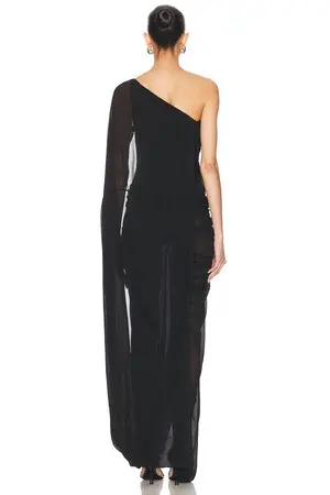 Stella McCartney Creponne Asymmetric Drape Maxi Dress