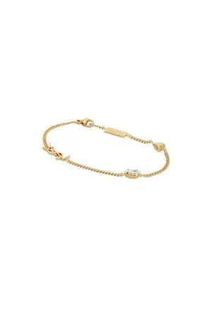 Saint Laurent Heart & Rhinestone Bracelet - Crystal & Aged Brass Gold