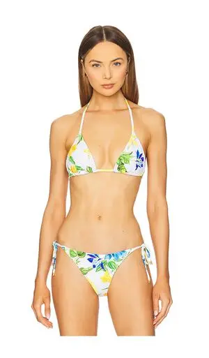 PQ Embroidered Triangle Bikini Top - Bluebell