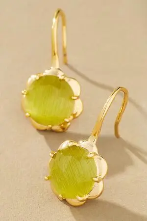 Anthropologie Stone Drop Earrings - Light Green
