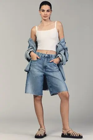 Ag Hattie High-rise Denim Bermuda Shorts