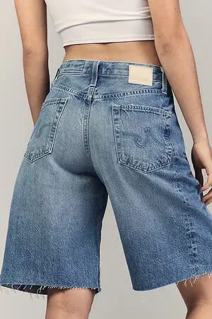 Ag Hattie High-rise Denim Bermuda Shorts