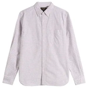 BEAMS Tattersall Check Button Down Oxford Shirt - White/red/navy