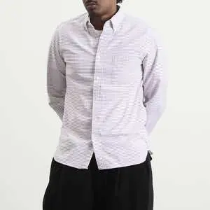 BEAMS Tattersall Check Button Down Oxford Shirt - White/red/navy
