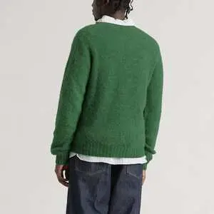DRAKE'S Brushed Shetland Crew Knit - Pixie Green