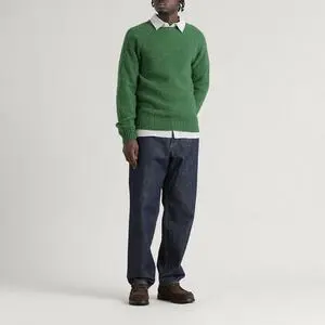 DRAKE'S Brushed Shetland Crew Knit - Pixie Green