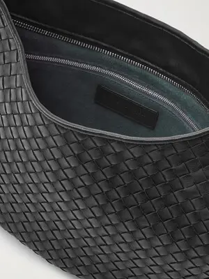 Bottega Veneta Intrecciato Leather Messenger Bag - Black