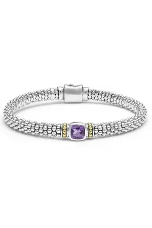 Lagos Rittenhouse Amethyst Caviar 6mm Bracelet - Gold