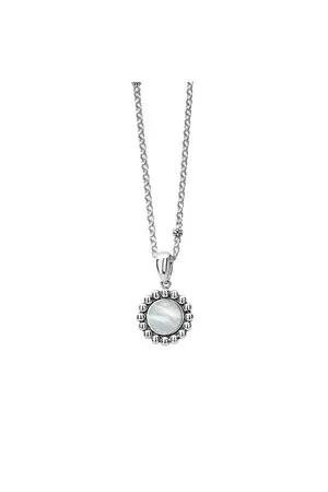 Lagos Maya Small Mother Of Pearl Circle Pendant Necklace - Silver