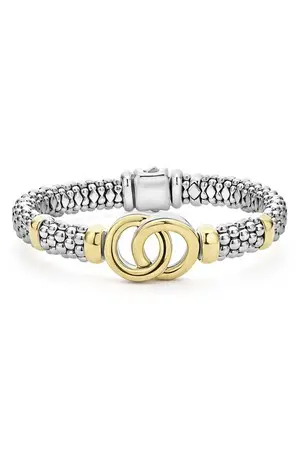 Lagos Signature Caviar Two-tone Interlocking Bracelet - Gold