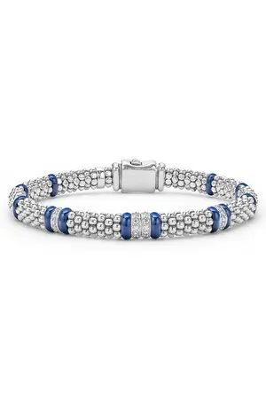 Lagos Caviar Ultramarine Four Station Diamond Bracelet - Blue