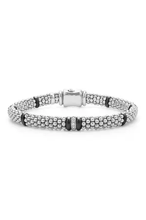 Lagos Caviar Single Station Diamond Bracelet, 6mm - Black