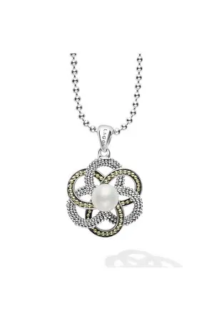 Lagos Love Knot Pearl Pendant Necklace - Gold