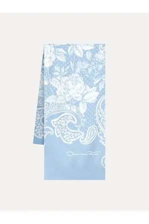 Oscar De La Renta English Rose Silk Bandana Scarf - Red