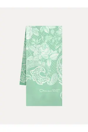 Oscar De La Renta English Rose Silk Bandana Scarf - Red