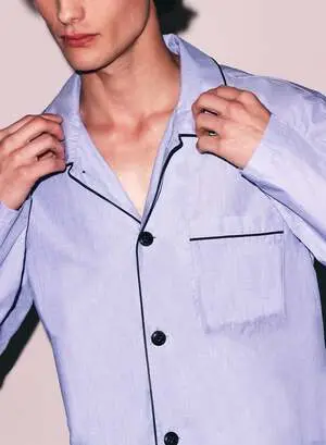 FLEUR DU MAL Poplin Pj Top - Pacific Blue