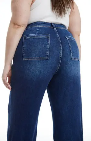 BAYEAS Seamed Wide Leg Jeans - Dark Blue
