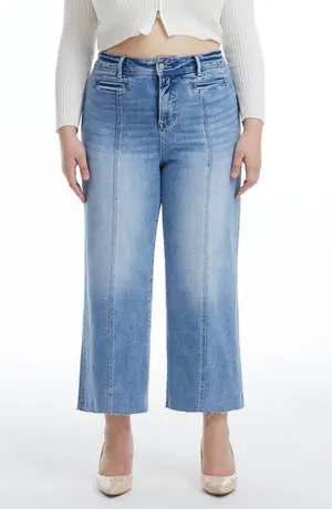 BAYEAS Seamed Wide Leg Jeans - Ice Blue