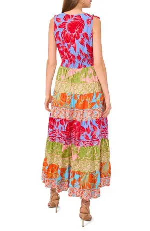 Vince Camuto Print Beaded Tiered Maxi Dress