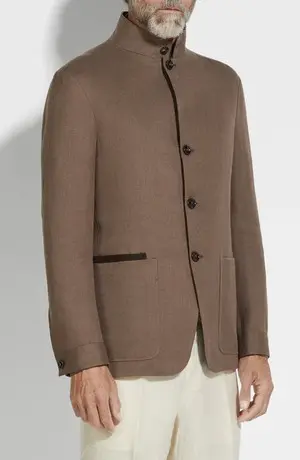 Zegna Linen Chore Jacket - Medium Brown Solid
