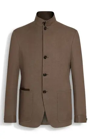Zegna Linen Chore Jacket - Medium Brown Solid