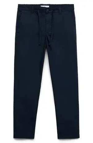 Mango Drawstring Straight Leg Poplin Pants