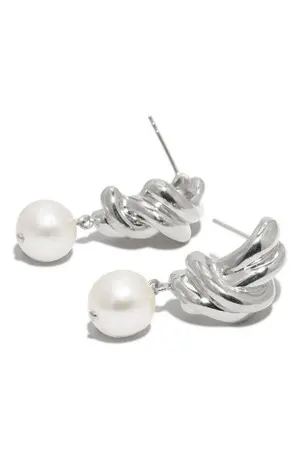 Completedworks Pearl Drop Earrings - Silver Plated