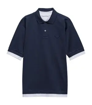Prada Double-layer Logo Polo Shirt - Blue