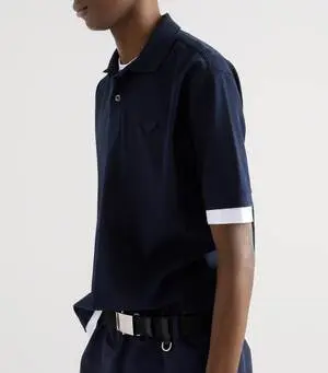 Prada Double-layer Logo Polo Shirt - Blue