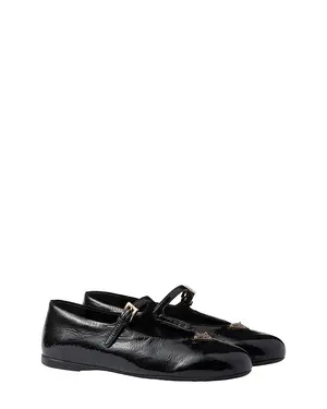 Prada Naplak Patent Leather Ballerinas - Black