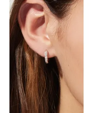 ANA LUISA Suzanne Medium Pave Huggie Hoop Earrings