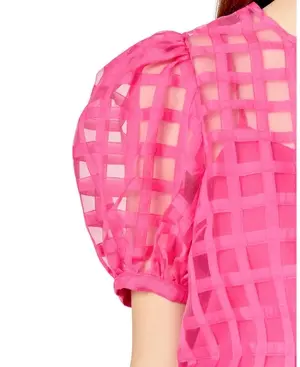 English Factory Plaid Sheer Top
