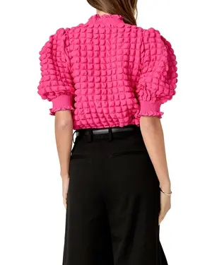 English Factory Textured Mock Neck Blouse - Pink