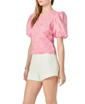 English Factory Asymmetrical Smocked Top - Pink