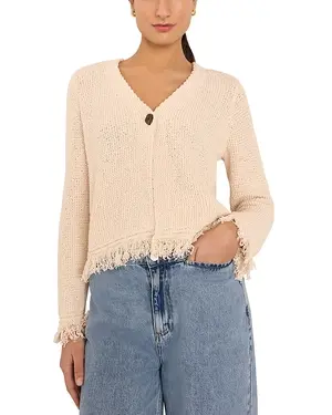 Whistles Fringe Detail Cardigan - Ivory