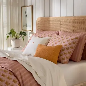 SFERRA Edna Reversible Ginkgo Leaf Duvet Cover, King - Pink/orange