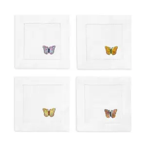 SFERRA Bordano Cocktail Napkin, Set Of 4 - White Multi