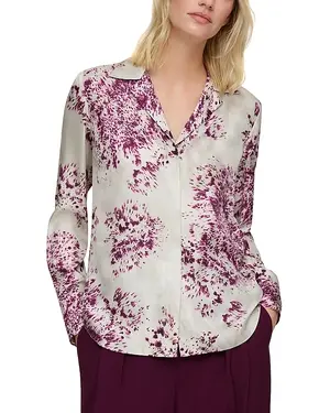 Lafayette 148 New York Notch Collar Silk Top