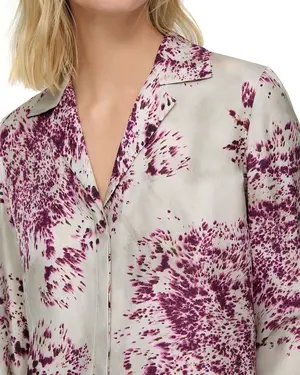 Lafayette 148 New York Notch Collar Silk Top