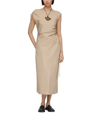 Lafayette 148 New York Gathered Tie Sleeve Midi Dress