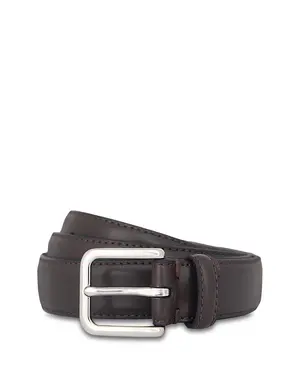 Vince Stitched Leather Belt - Cacao Brown