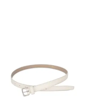 Vince Stitched Leather Belt - Milk