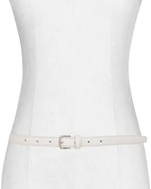 Vince Stitched Leather Belt - Milk