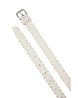 Vince Stitched Leather Belt - Milk