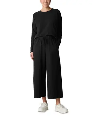 Eileen Fisher Wide Cropped Pants - Black