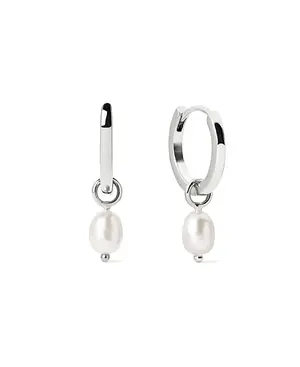 ANA LUISA Frida Freshwater Pearl Huggie Earrings - Silver